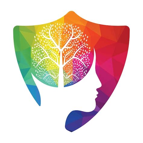 Premium Vector Female Head With Brain Tree Logo Concept Organic Brain