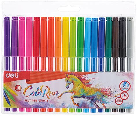 Фломастеры Deli EC10013 ColoRun Вентилируемый 18цв. пакет с ...