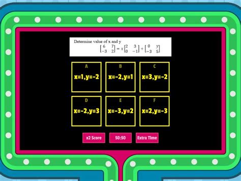Matrices Revision Game Gameshow Quiz