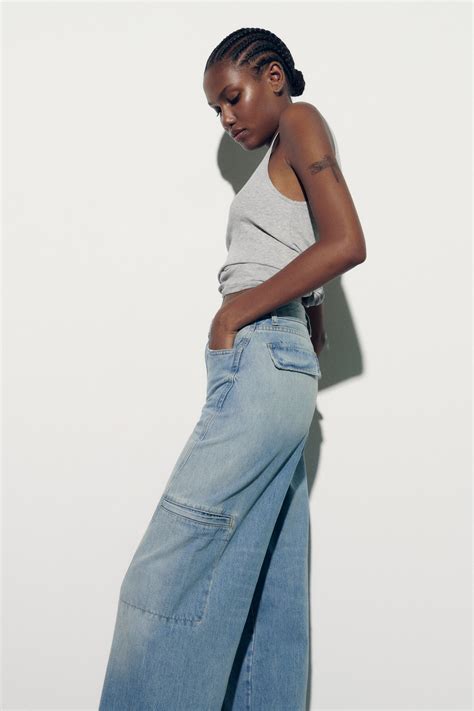 Zara Trf Mid Rise Wide Leg Cargo Jeans Mall Of America®