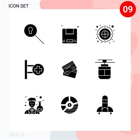 Set Of 9 Modern Ui Icons Symbols Signs For Credit Card Business Dart