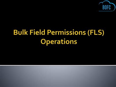 Bulk Field Permissions Fls Operations In Salesforce Ppt