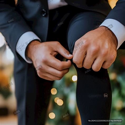 Ai创作图护小腿装备 每天固定领带 男士西装制定 袖袢 长腿叔叔形象 膝折带 高统袜 正式穿戴 窄袖紧身 穿红袜子的新郎 袜艺成列 新郎穿的