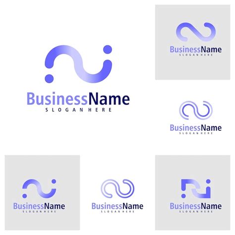 Набор вектора дизайна логотипа буквы N Creative Initial N шаблон