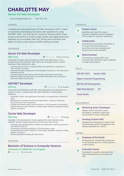 Asp Net Developer Resume Examples Guide For