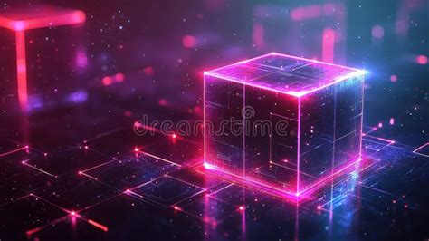 Digital Cube Animation Virtual Space 3d Graphics Futuristic Environment Abstract Concept Stock