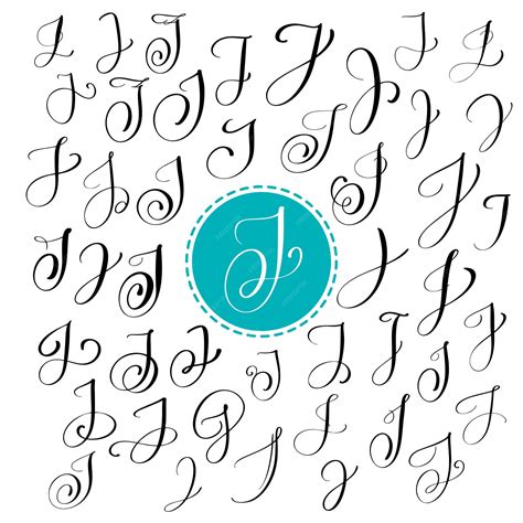 Premium Vector Set Of Hand Drawn Vector Calligraphy Letter J Script Font Isolated Letters