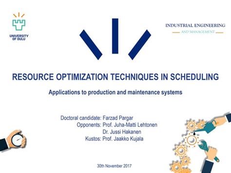 Resource Optimization Techniques In Scheduling Farzad Pargar Ppt