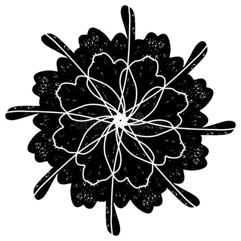 Abstract Black Spiral Design With Grunge Linocut Style Texture Radial Symmetry Creates A