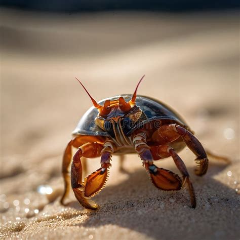 Plastic Pollution Hermit Crab Adapting To Plastic Shell Stock