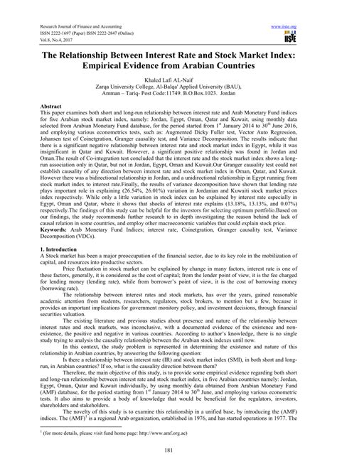 Pdf The Relationship Between Interest Rate And Stock Market Index