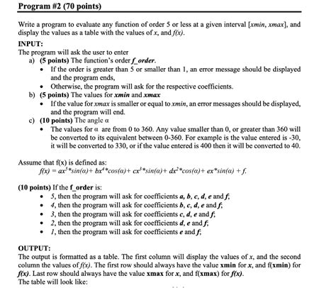 Solved OUTPUT The Output Is Formatted As A Table The First Chegg