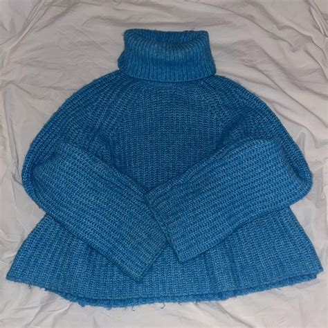 Zara Fluffy Knitted Rollturtle Neck Jumper Size L Depop