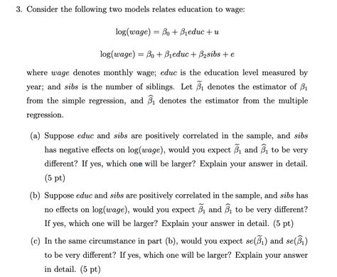Solved 3 Consider The Following Two Models Relates