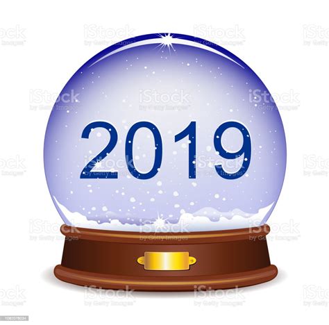 스노우 글로브 년 2019 미래의 꿈 실현 벡터 일러스트 레이 션 흰색 배경에 고립 12월 31일에 대한 스톡 벡터 아트 및