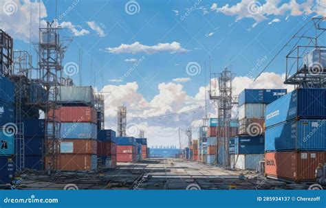 Sea Port Of Loading And Unloading Stock Illustration Illustration Of Dock Transportation