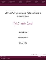 Topic 2 Version Control Pdf Motivation Version Control Git Basics