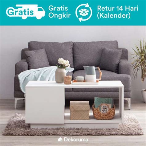 Promo Dekoruma Moku Coffee Table Meja Tamu Minimalis Dengan Rak Susun Dari Kayu Olahan Diskon