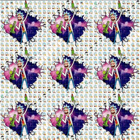 Buy Rlck And M0rty Bong Emojis 3x3 X9 Design Psychedelic Blotter Art