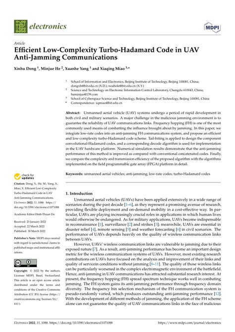 Pdf Efficient Low Complexity Turbo Hadamard Code In Uav Anti Jamming