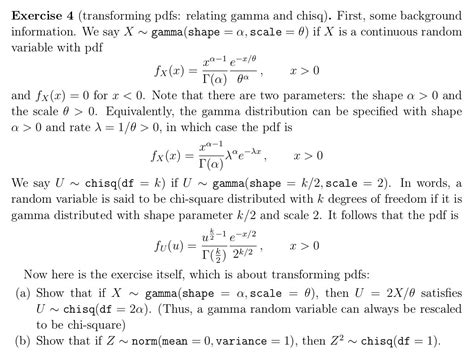 Solved Exercise 4 Transforming Pdfs Relating Gamma And