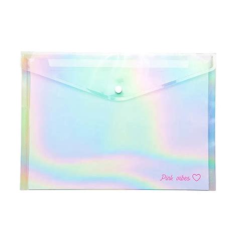 Pasta Plástica Envelope LeoArte Pink Vibes Holográfica Duck Paper Papelaria Criativa
