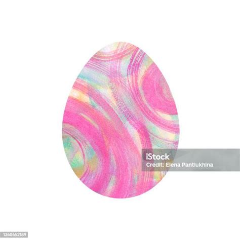 핑크와 청록색 줄무늬 텍스처 브러시 스트로크로 그려진 해피 부활절 달걀 흰색 배경에서 격리합니다 휴일 기호 아이콘 수채화 손으로 그린 일러스트 엽서의 디자인 밝은 색상에