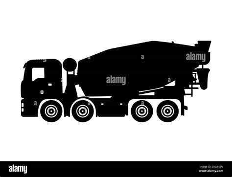 A Vector Illustration Of Concrete Mixer Truck Silhouette Of Isolated On