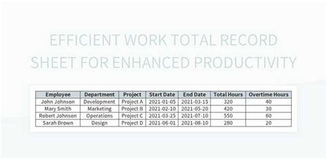 Boost Your Productivity With Our Efficient Work Total Record Sheet Excel Template Free