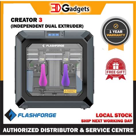 Flashforge Creator 3 3d Printer Independent Dual Extruders Shopee Malaysia