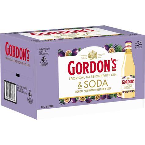 Gordons Tropical Passionfruit Gin And Soda Bottles 330ml X 24 Case