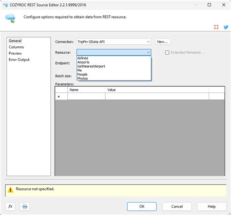 REST Configuration OData COZYROC