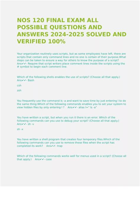 nos 120 final exam all possible questions and answers solved and
