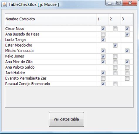 JTable Con JCheckBox Y Celdas NULL Jc Mouse Net