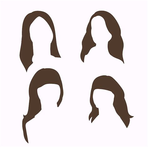 Silueta De Cabello De Niña O Silueta Negra Vector Premium