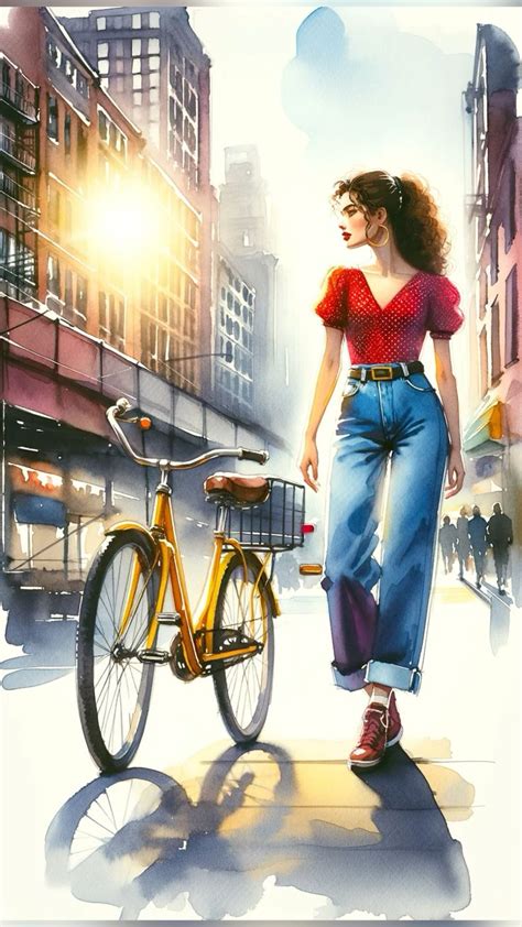 Девушка на велосипеде Рисунки Женщина Велосипед