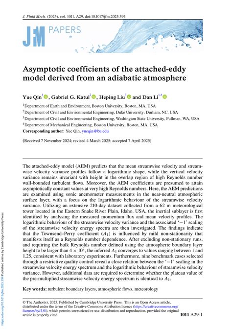 Pdf Asymptotic Coefficients Of The Attached Eddy Model Derived From