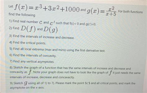 solved let f x x3 3x2 1000 and g x x 5x2 for both