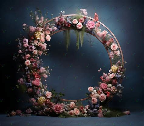 بک دراپ عکاسی عروس و بارداری حلقه گل آرایی کد 34459 عکس گراف