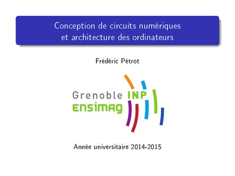 Conception De Circuits Numériques Et Architecture Des