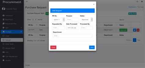 Procurement System In Php And Bootstrap