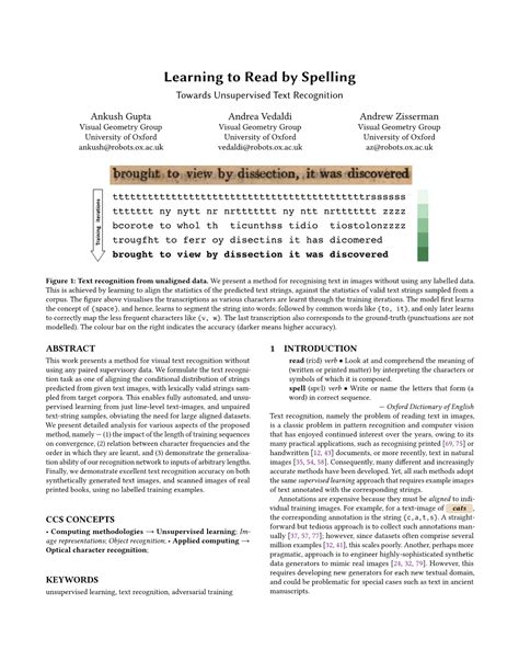 Learning To Read By Spelling Towards Unsupervised Text Recognition