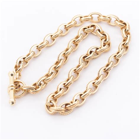 18k Yellow Gold Rolo Link Chain Necklace Ebth
