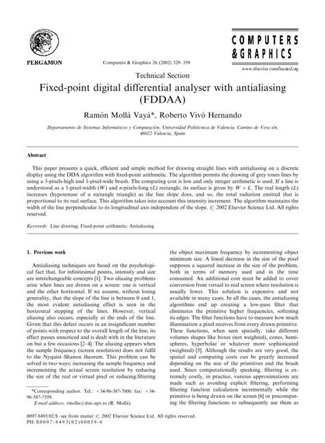 pdf fixed point digital differential analyser with antialiasing