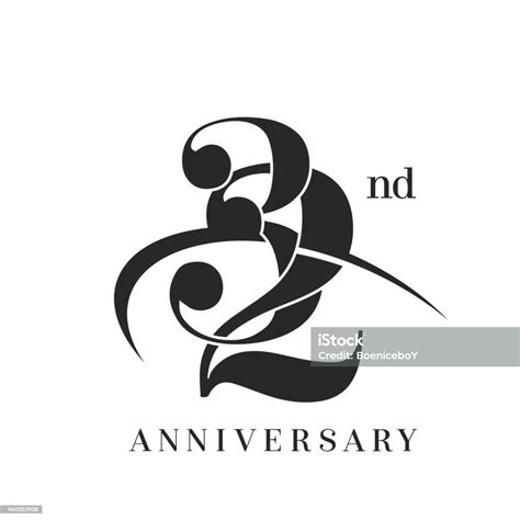 32 주년 기념 행사 간단한 디자인 모노 그램 그림 벡터 아이콘 간단한 년 생일 로고 라벨 흑인과 백인 절연 32에 대한 스톡