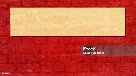 빈 빈 일반 솔리드 어둡고 생생한 밝은 빨간색과 베이지 색 엷은 황갈색 색상의 석고 페인트 질감 효과 거친 소박한 고르지 않은 벽돌 벽 패턴 벽지 직사각형 레이블이있는 수평