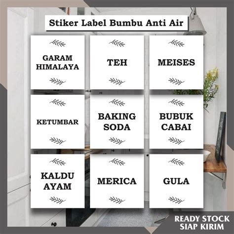 Jual Stiker Bumbu Dapur Aesthetic 5x5cm Sticker Label Nama Masak Jays