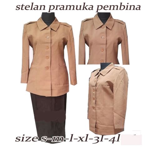 Jual Seragam Pramuka Pembina Cewek Baju Pramuka Guru Bahan Lokal Tebal Lembut Dan Lapis Furing