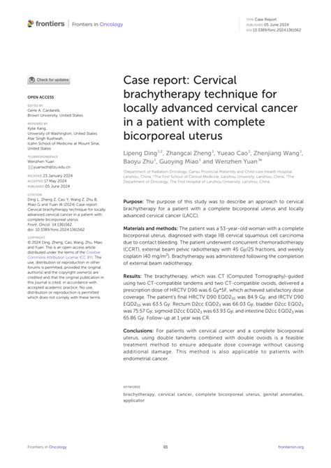 Pdf Case Report Cervical Brachytherapy Technique For Locally