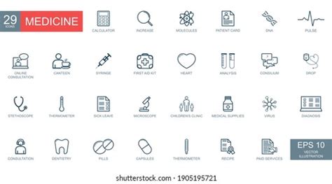 Medical Icons Set Line Art Minimal Stock Vector Royalty Free Shutterstock